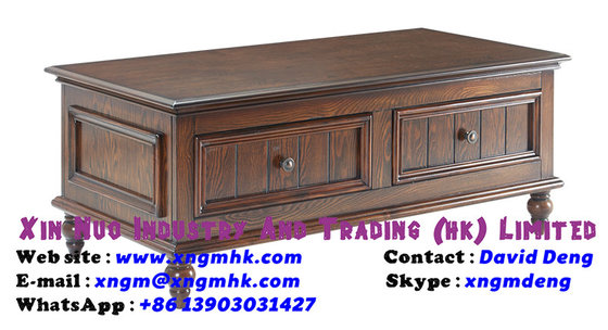 China Rubber wood walnut color drawer style retro square coffee table supplier