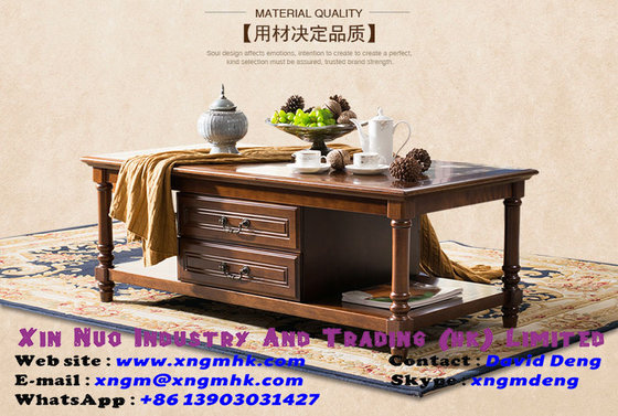 China Square living room double storey drawer antique hardware handle coffee table supplier